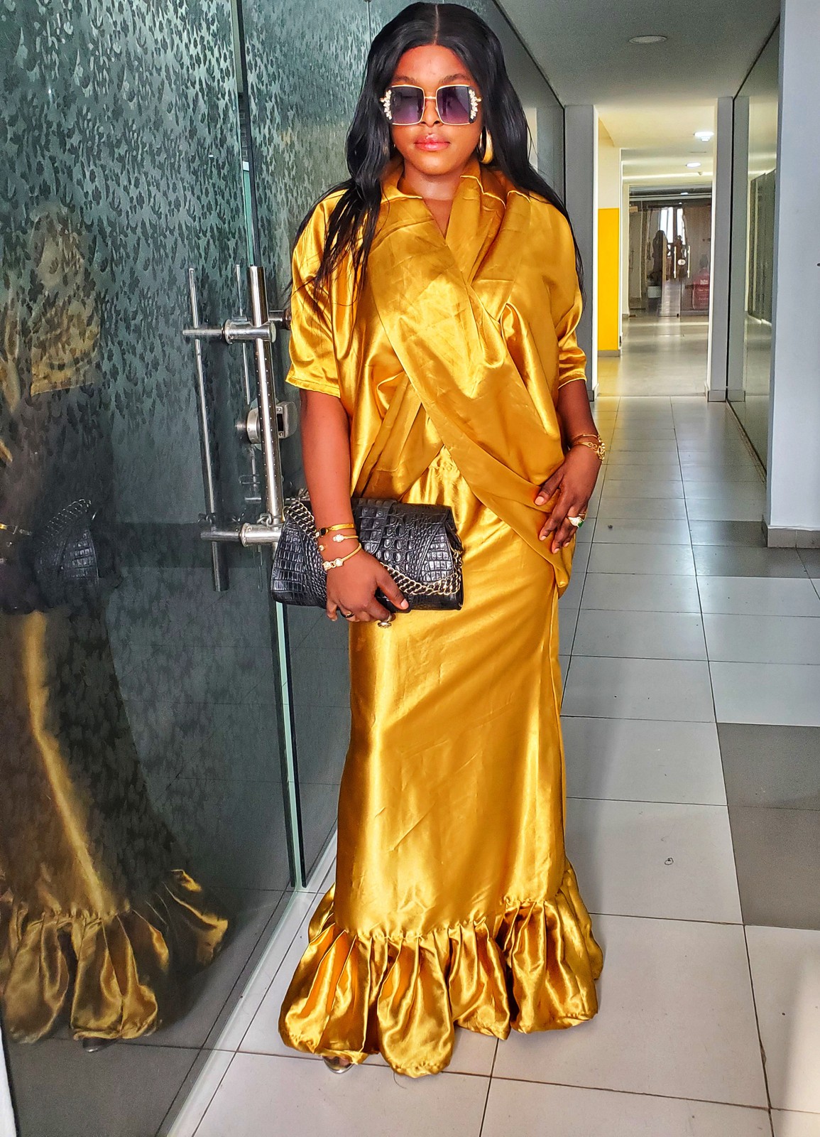 African Woman Luxury Drape Top and Maxi Skirt for Weddings/Special occa ...